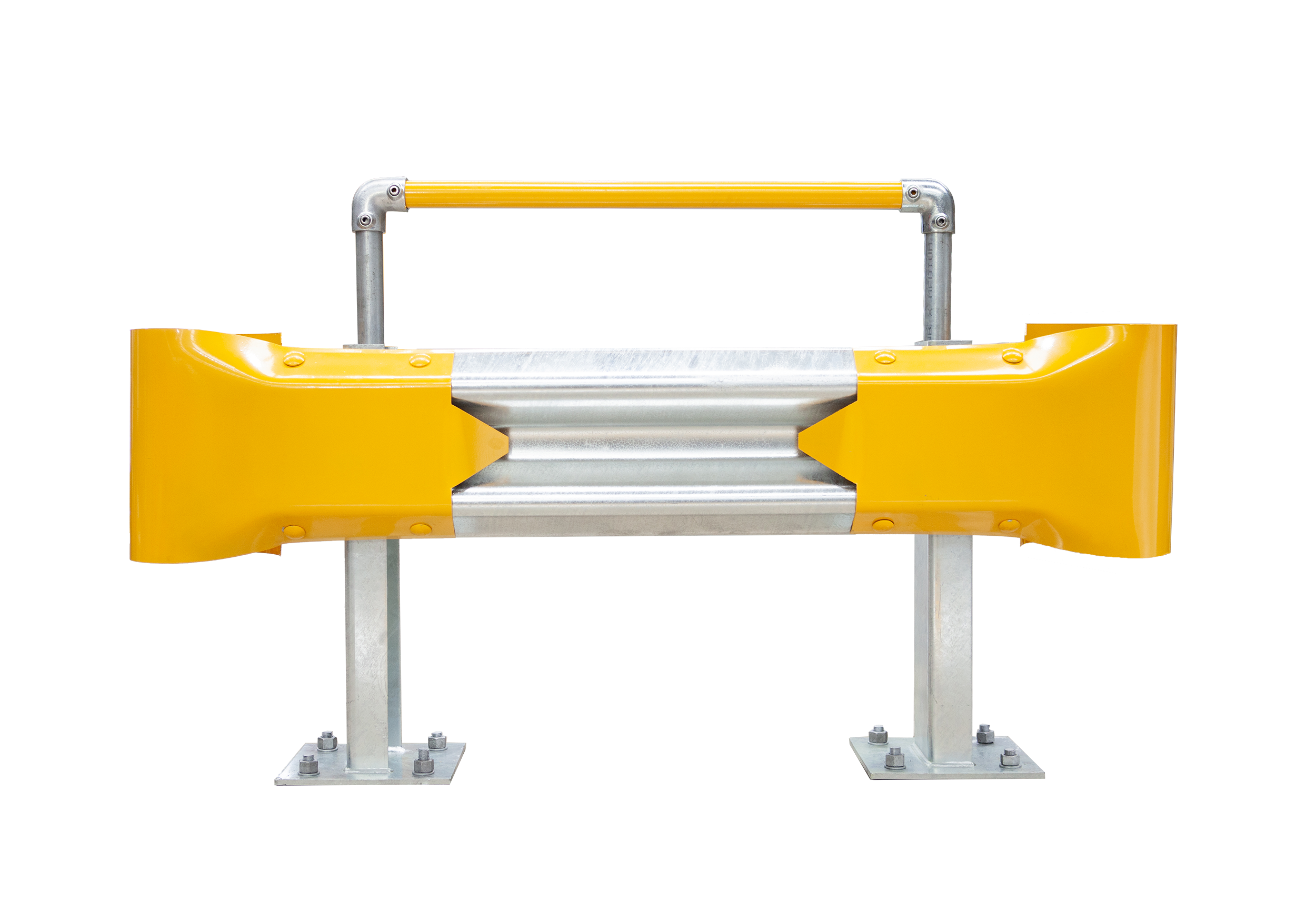 1m Guardrail kit with yellow bullnoses and handrail