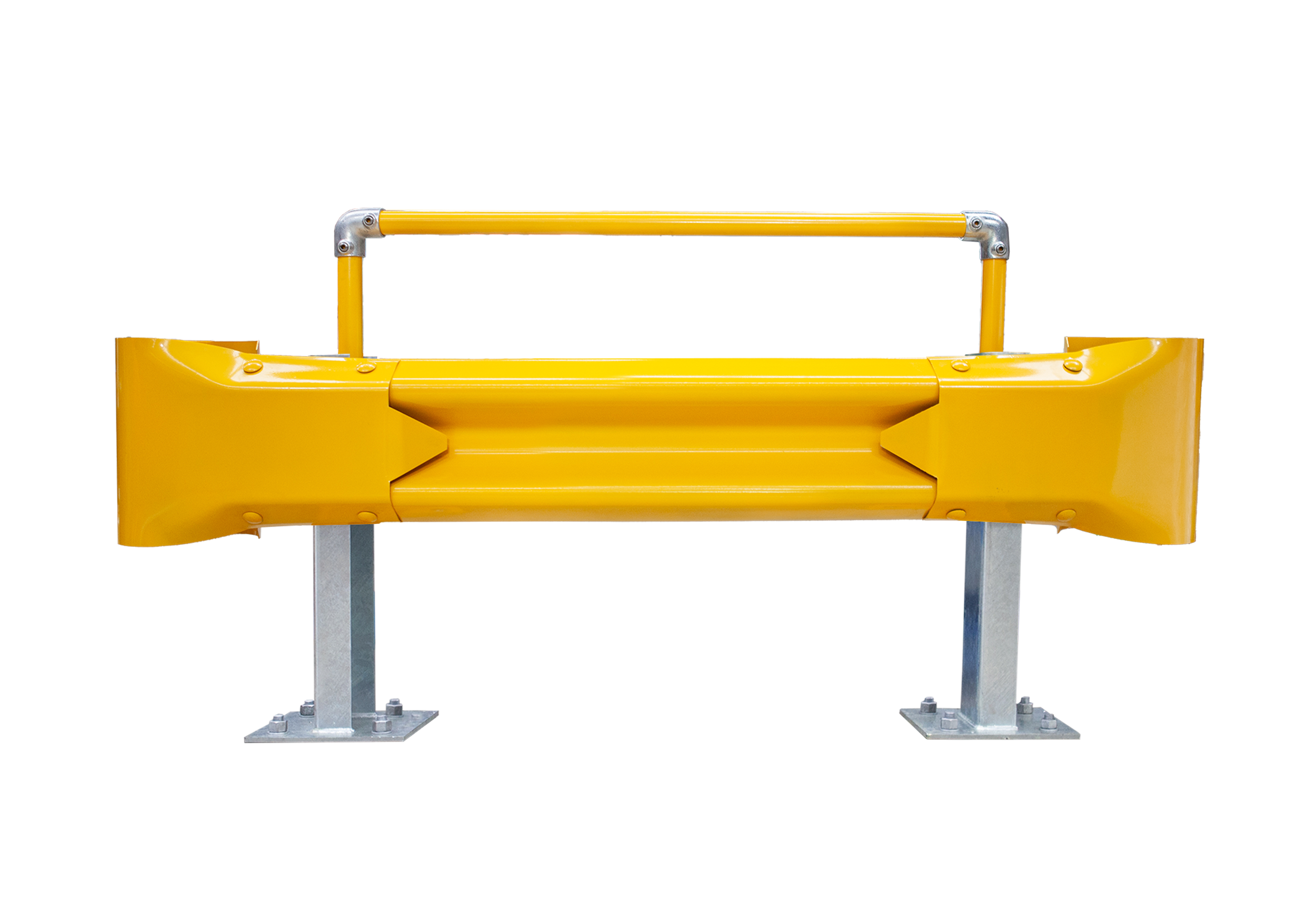 1.5m Guardrail kit with yellow rail, bullnoses and handrail