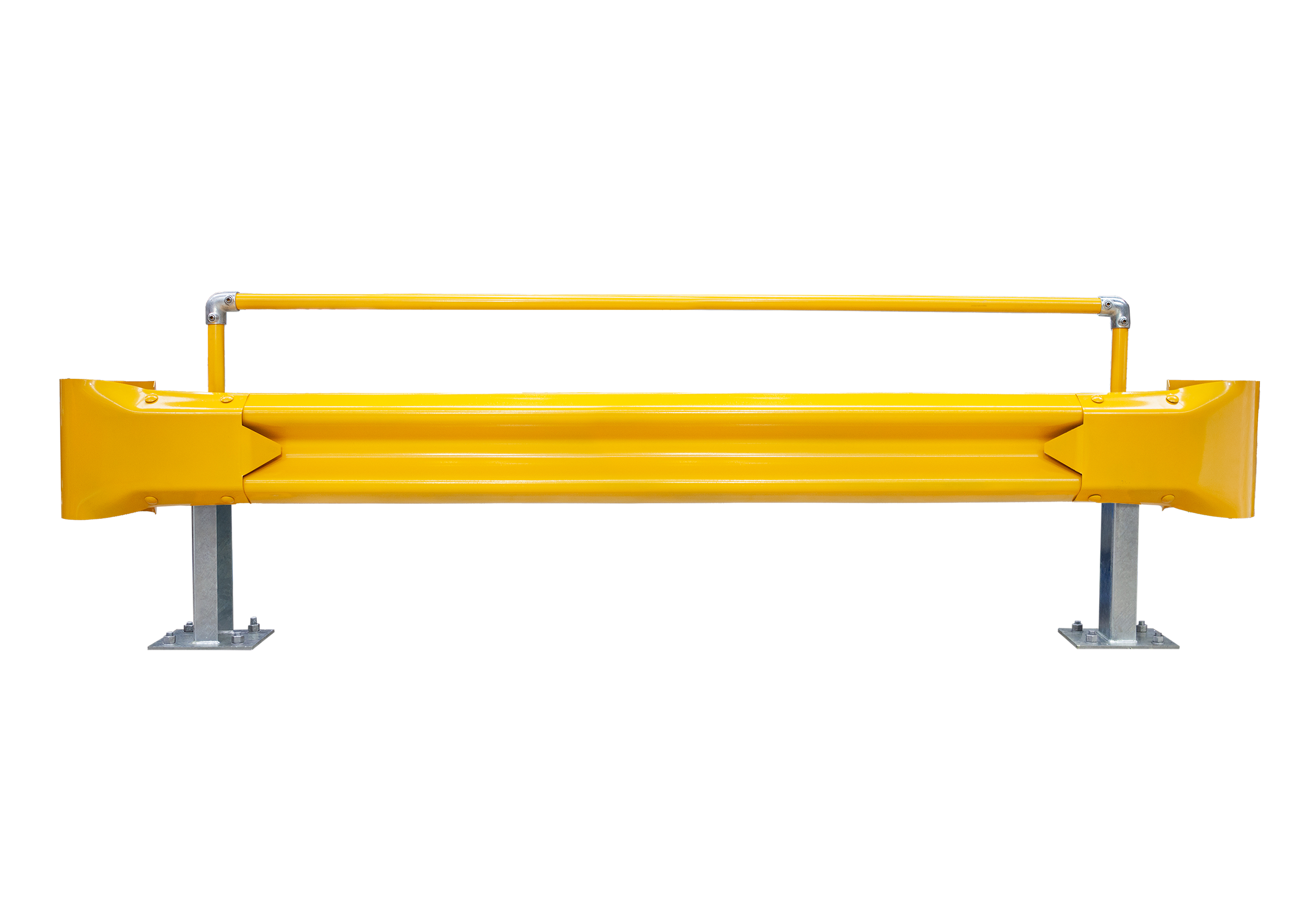 2.5m Guardrail kit with yellow rail, bullnoses and handrail