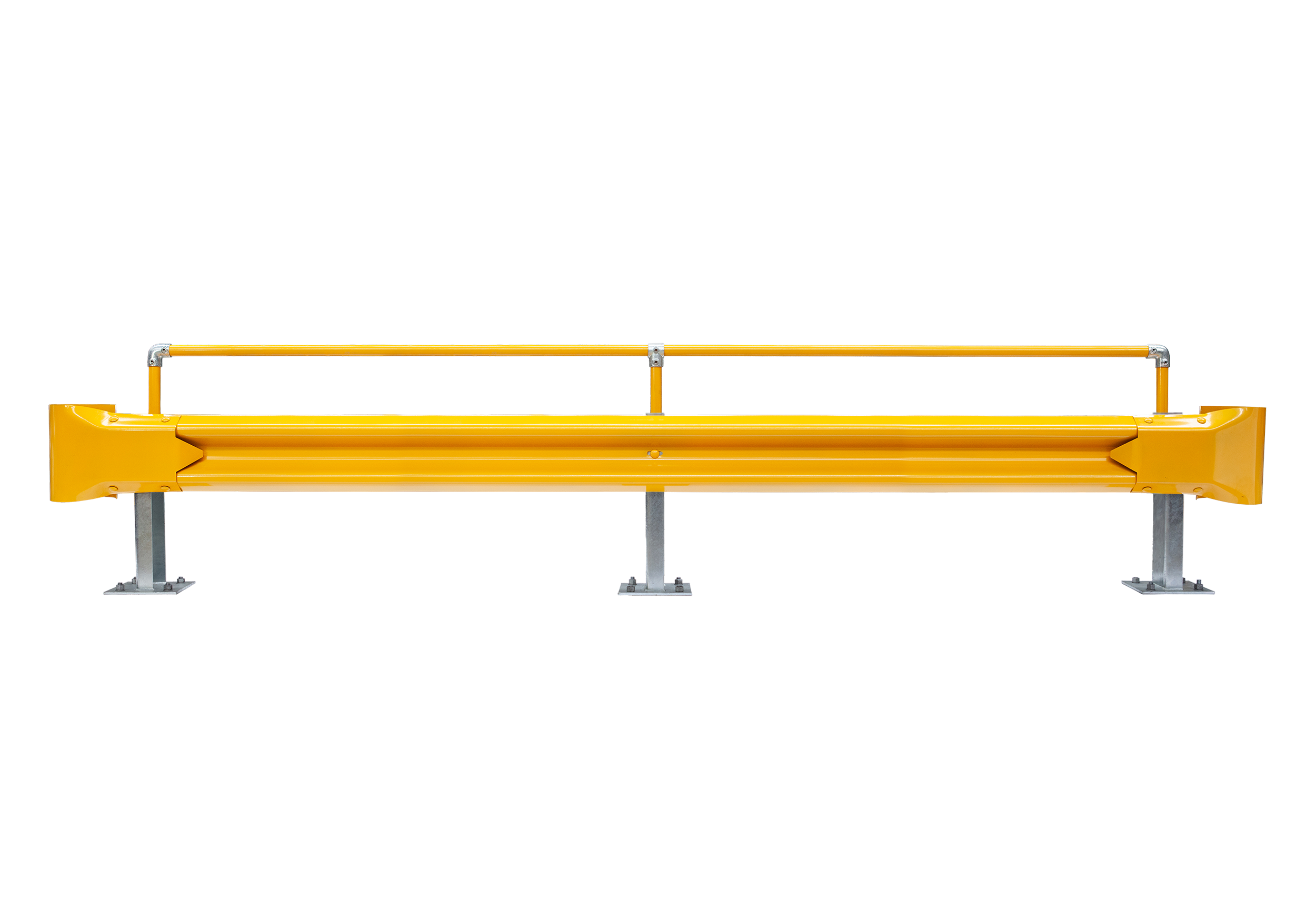 4m Guardrail kit with yellow rail, bullnoses and handrail
